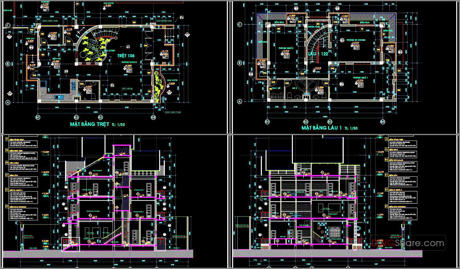 4-Stories House a Complete Project AutoCAD File 8x12m