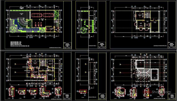 4-Story Classic Villa Plans Details AutoCAD File 10x12m - Free Cad ...