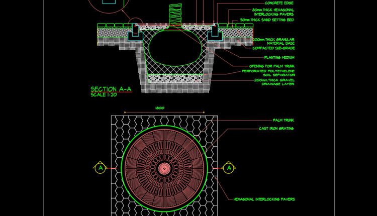 74.Autocad Drawing Of Circular Tree Grate Details For Free Download ...