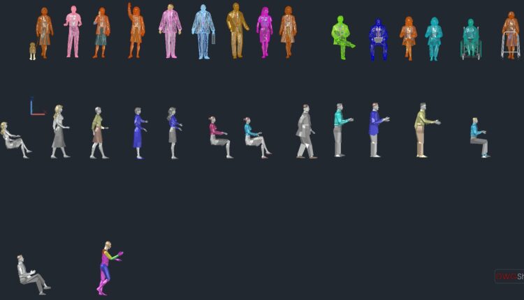 76.Free Download of 3D People Autocad Drawing DWG - Free Cad Blocks ...