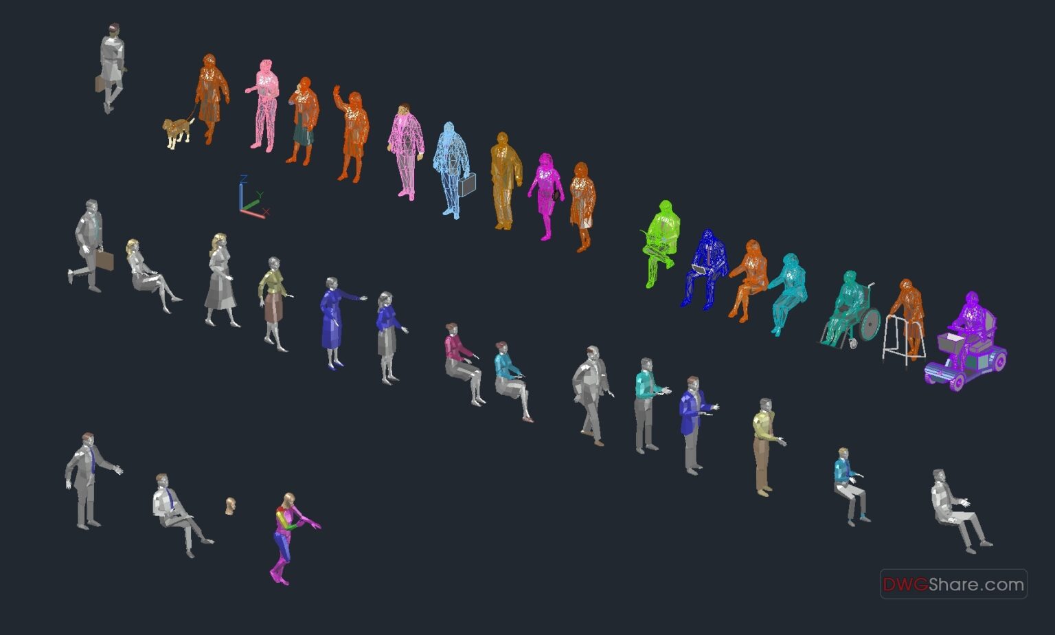 76.Free Download of 3D People Autocad Drawing DWG