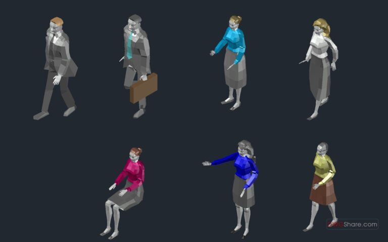 77.Free Download of 3D Person Autocad Drawing DWG
