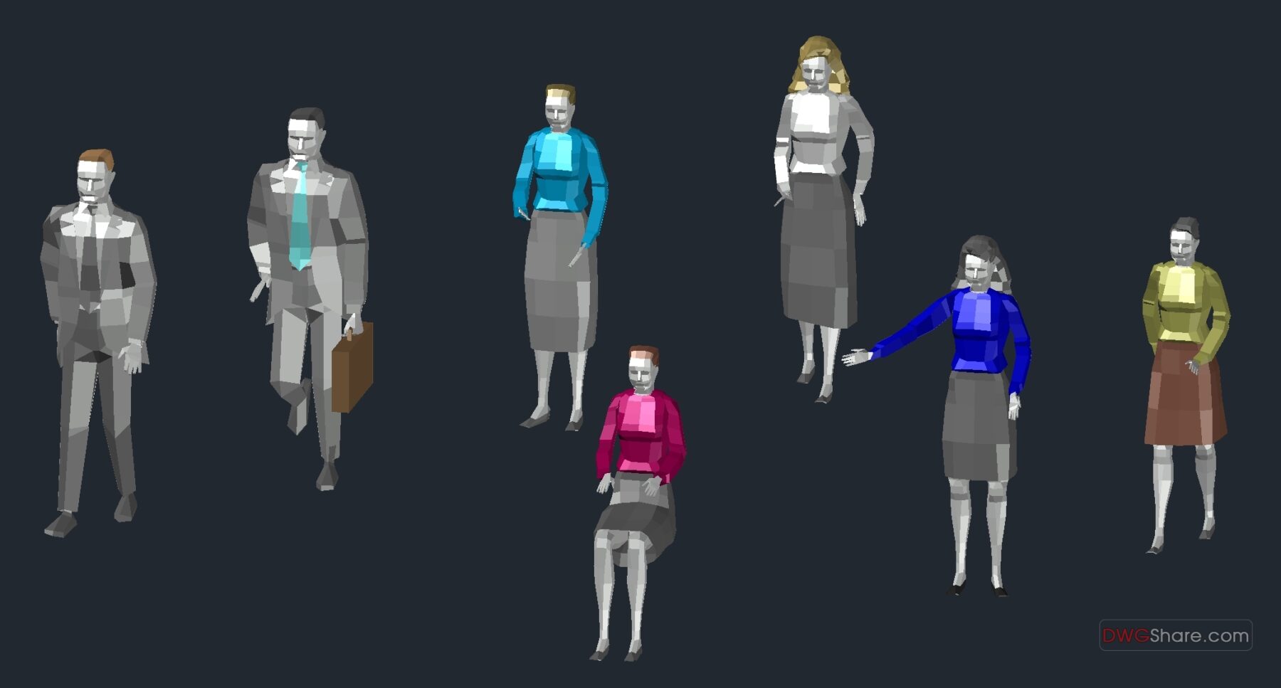 77.Free Download of 3D Person Autocad Drawing DWG