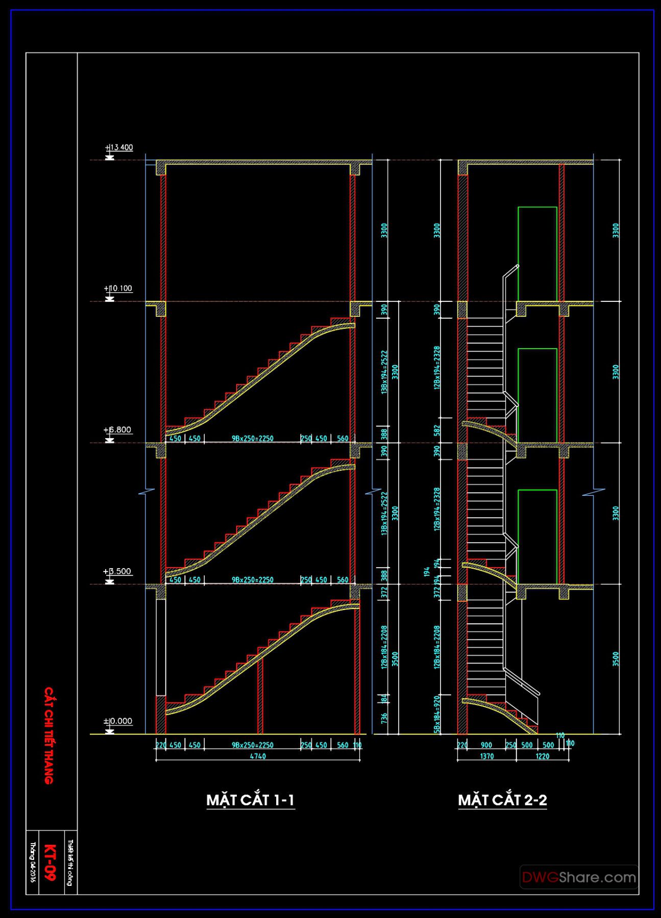 81.Detailed drawings of stairs in autocad file