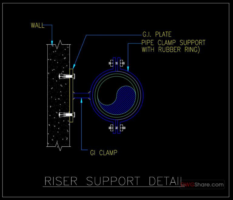 85.Free Download of Riser Support Details Autocad Drawing DWG