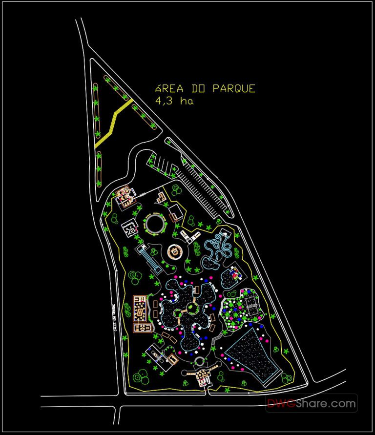 91.Autocad Drawing Of Water Park Design Layout Plan For Download
