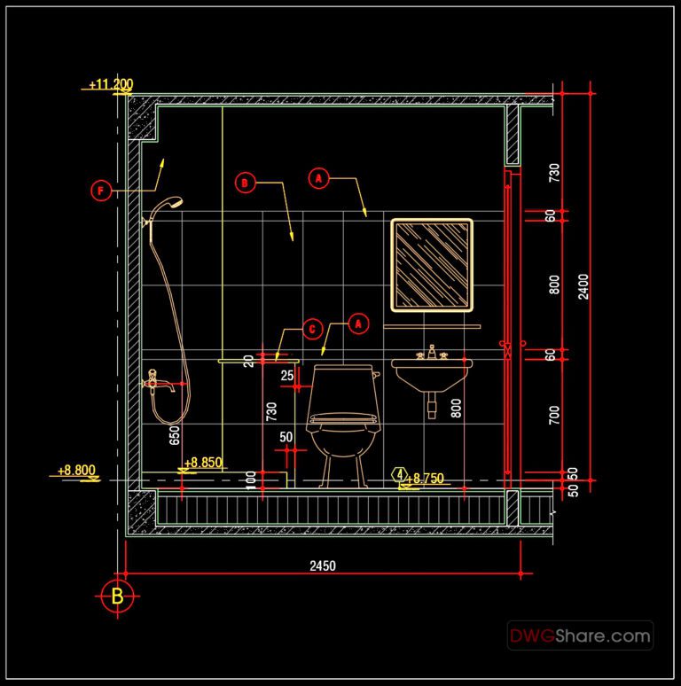 91.WC Layout elevations details AutoCAD drawing download