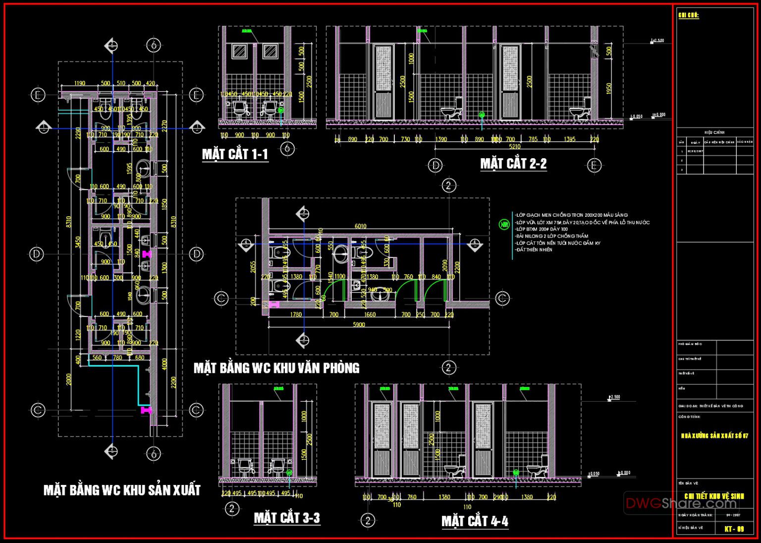 92.WC Layout Plan and elevations details AutoCAD drawing download