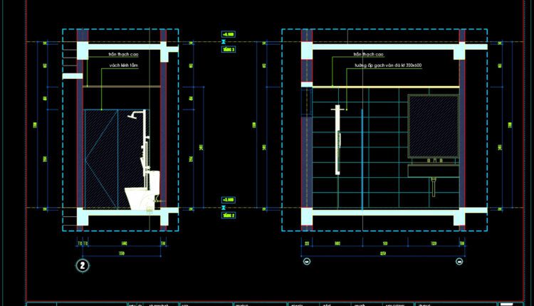 94.WC Layout Plan and elevations details AutoCAD drawing download (2 ...