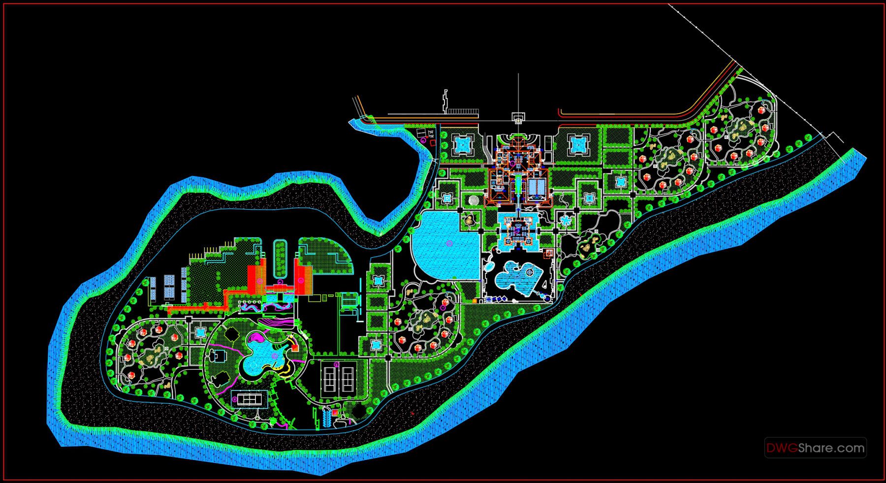 Autocad Drawing Of Planning and Design Resort, Spa For Download