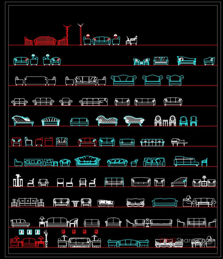 196.CAD Blocks Furniture for Living room