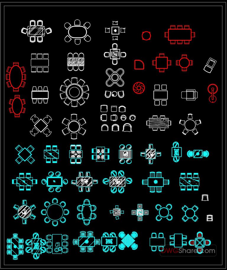 198.CAD Blocks Furniture for Kitchen and Dining room