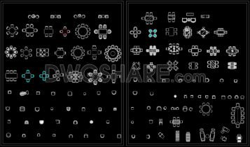 22.A set of trees and shrubs color top view AutoCAD blocks
