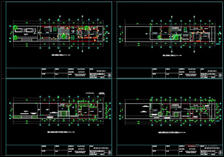 2-Story House a Complete Project AutoCAD File 8.5mx35m Free Download