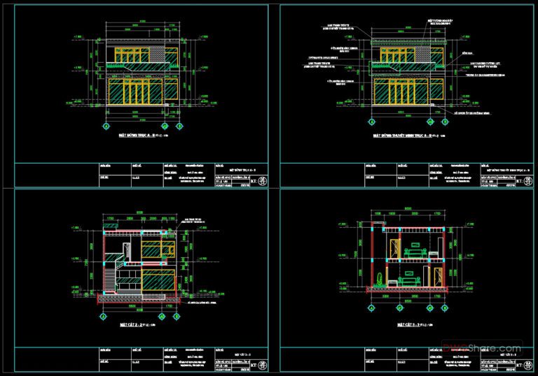 2-Story House a Complete Project AutoCAD File 8.5mx35m Free Download