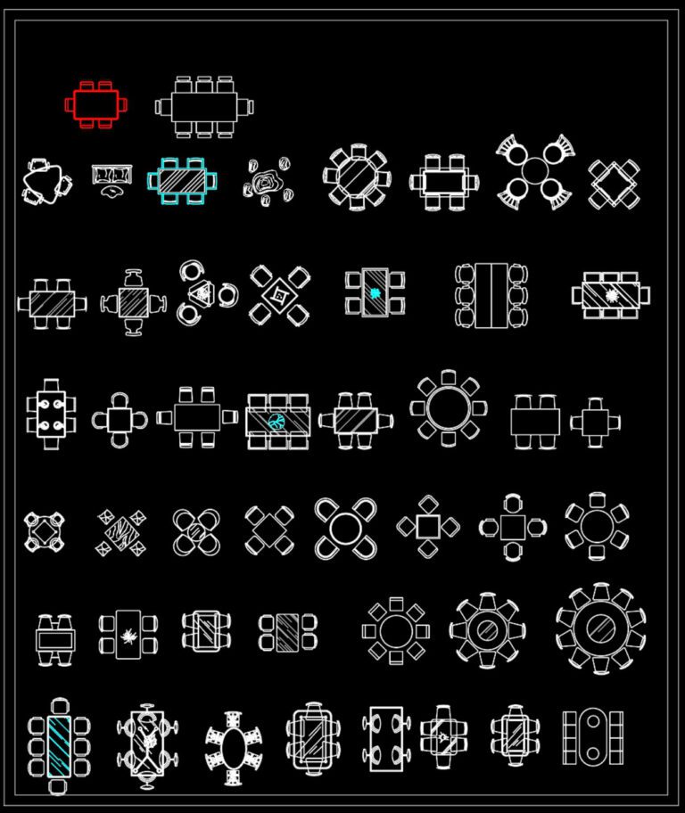 200.CAD Blocks Furniture for Kitchen and Dining room