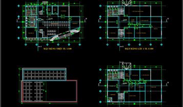 22.A set of trees and shrubs color top view AutoCAD blocks
