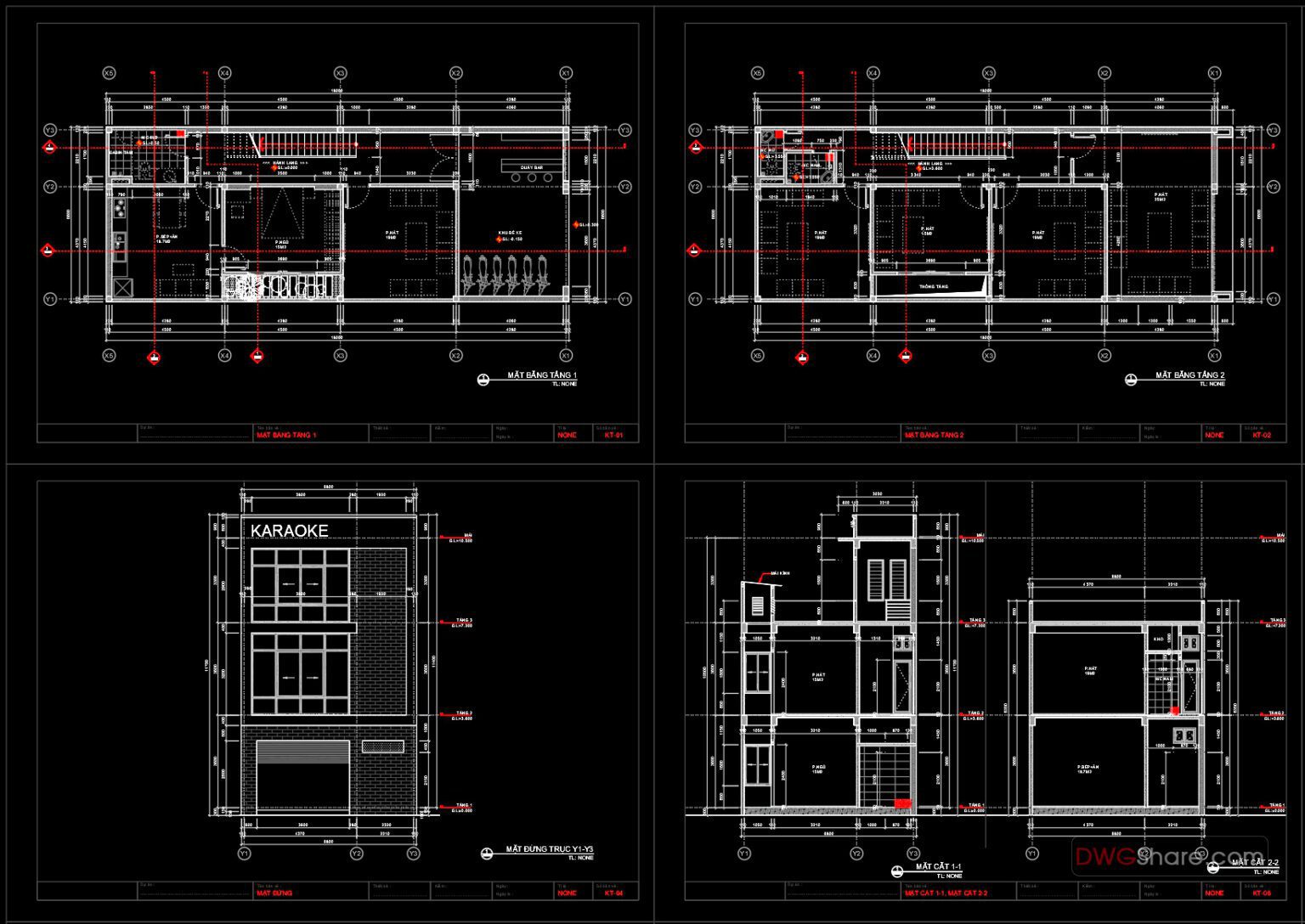 3-Story House A Complete Project AutoCAD File 6.8mx18m