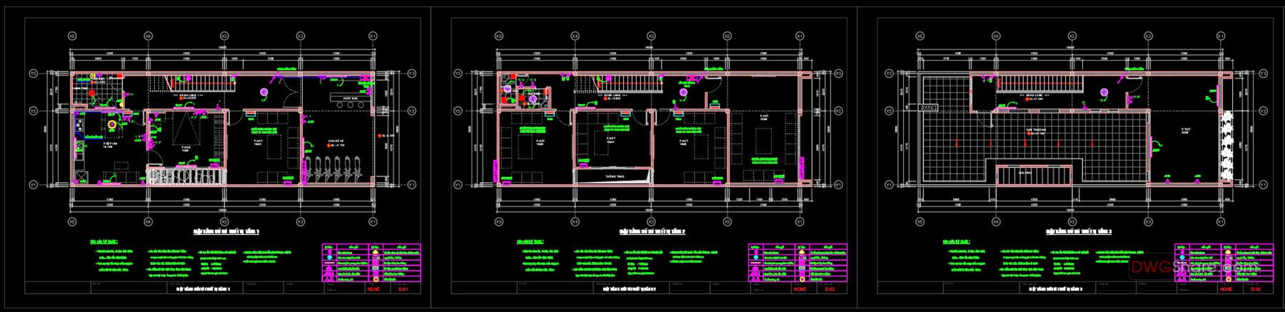 3-Story House A Complete Project AutoCAD File 6.8mx18m