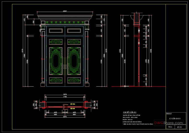 369.Free cad blocks detail doors DWG download