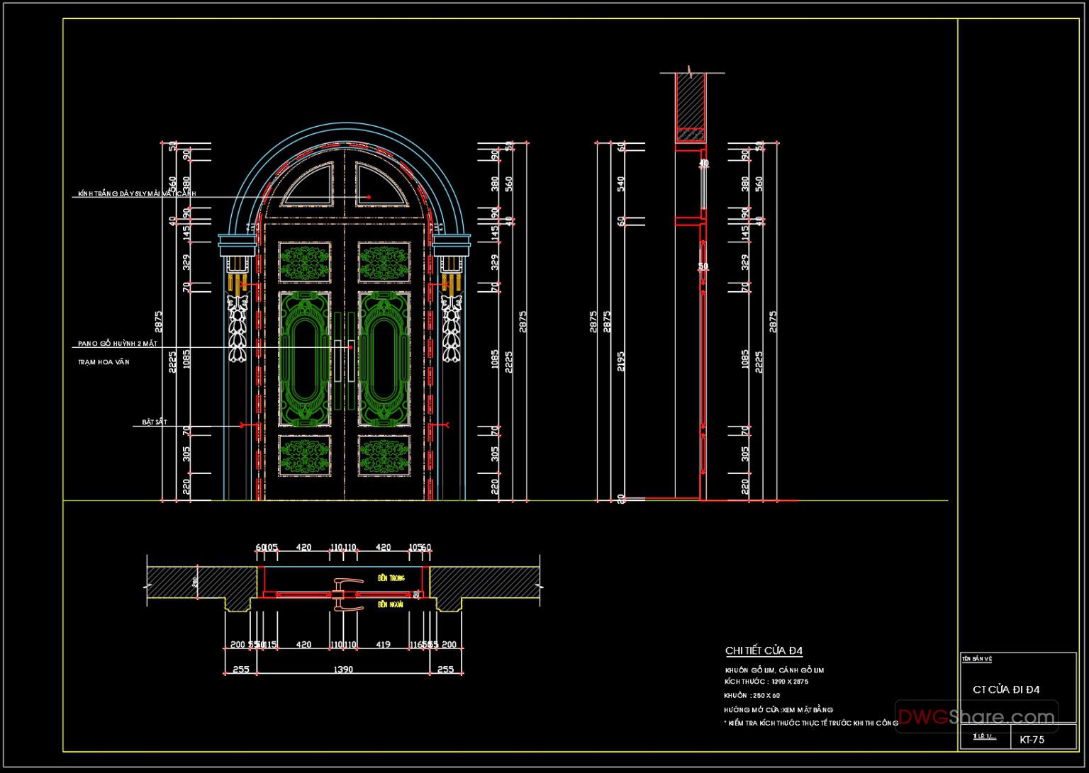 369.Free cad blocks detail doors DWG download