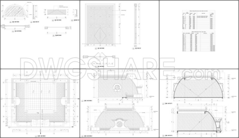 Drawing Of 1-Story Hall House Project 51.2m x 77.2m For Download