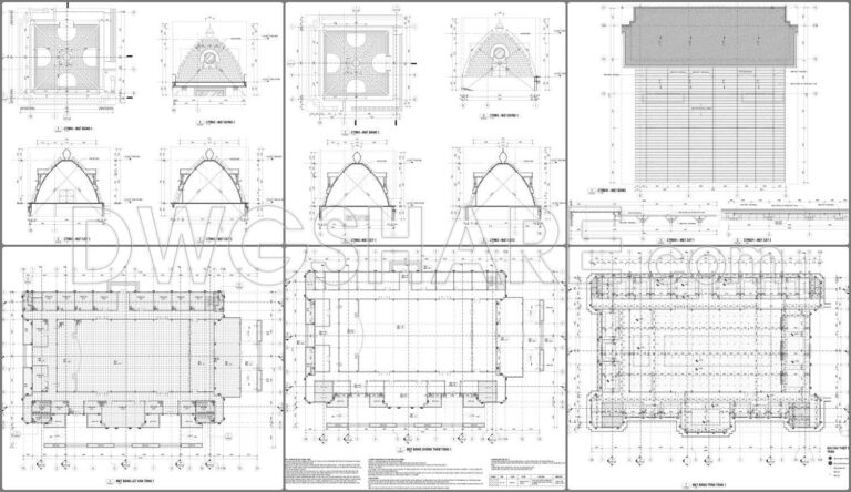 Drawing Of 1-Story Hall House Project 51.2m x 77.2m For Download