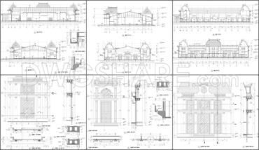 Drawing Of 1-Story Hall House Project 51.2m x 77.2m For Download