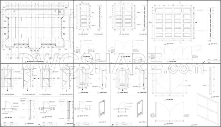 Drawing Of 1-Story Hall House Project 51.2m x 77.2m For Download