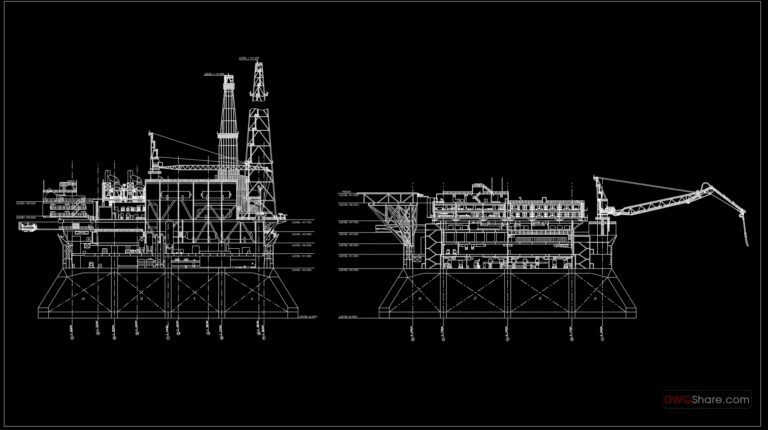 39.Autocad Drawing Of Oil Platform Elevation For Download