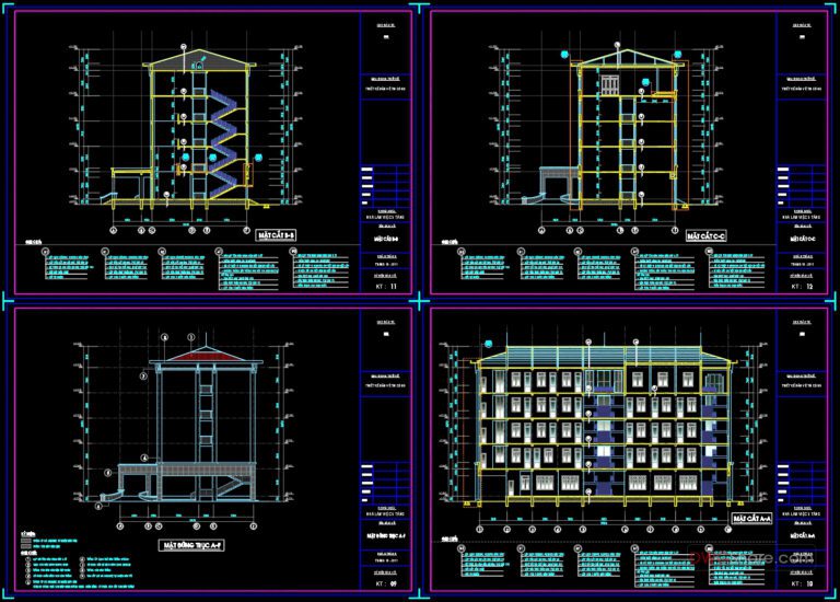 4-Stories House a Complete Project AutoCAD File 19.3mx36.6m