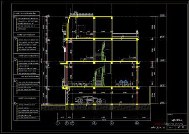 4-Story Classic Villa Sections Details AutoCAD File 10x22m