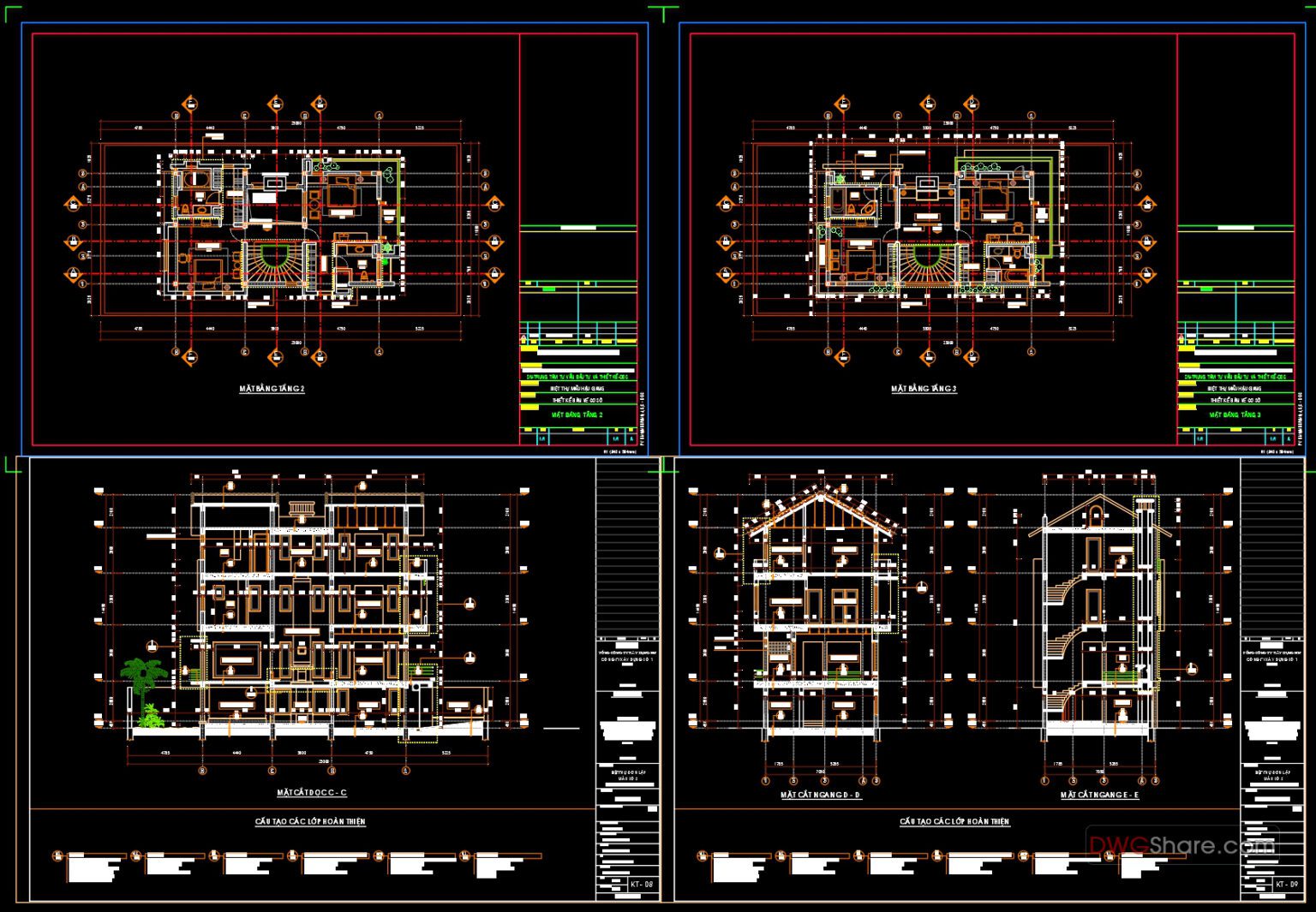 4-Story House a Complete Project AutoCAD File 11mx23m