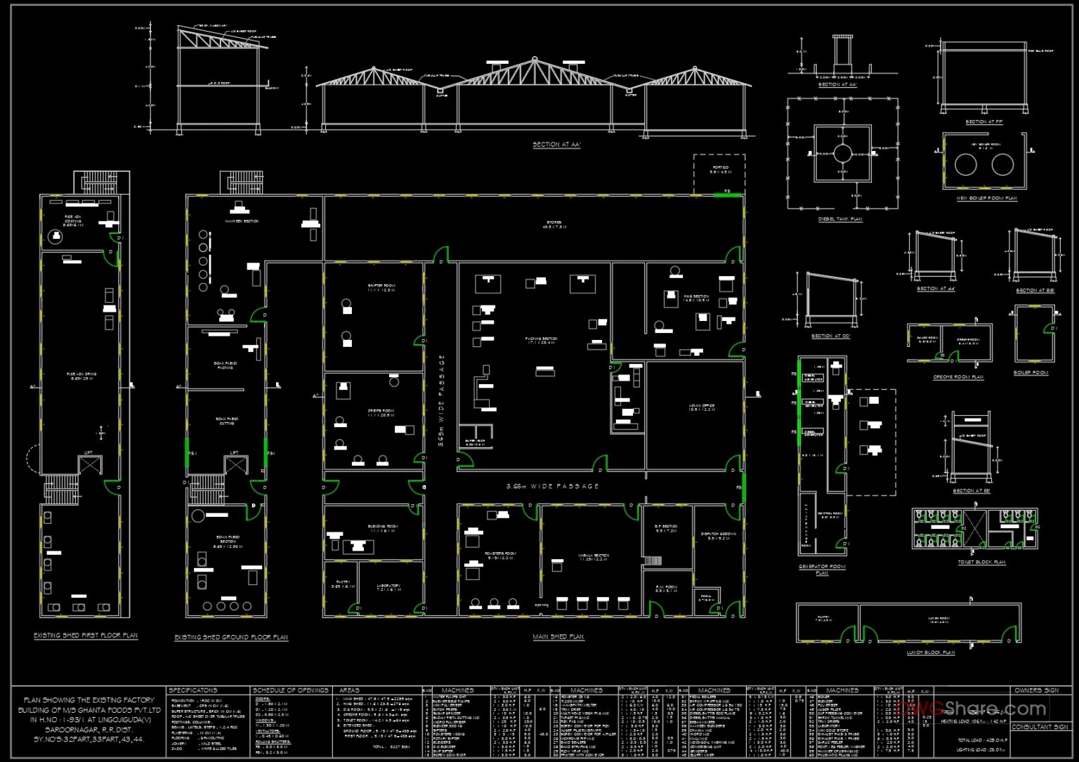 40.Autocad Drawing Of Factory Building Plan and Elevation For Download