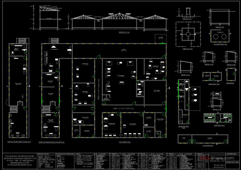 40.Autocad Drawing Of Factory Building Plan and Elevation For Download
