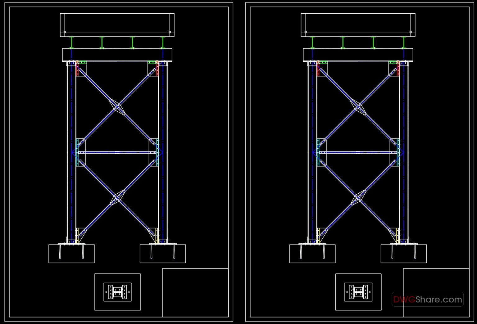 65.Free Download of Steel Tank Design Elevation Plan Autocad Drawing DWG