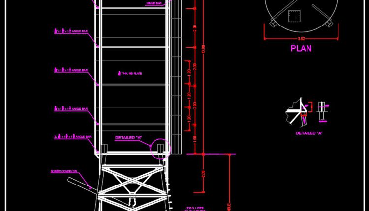 68.Free Download of Steel Silo Plan and Elevation Details Autocad ...