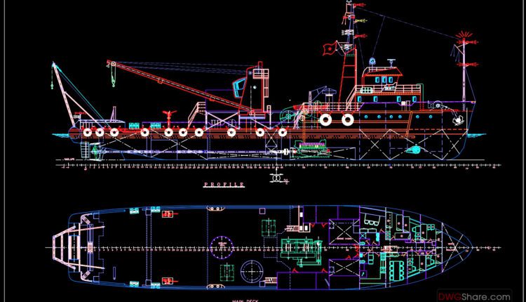 70.Autocad Drawing Of Fishing Boat For Download - Free Cad Blocks ...