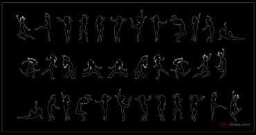 81.Free Download Of People Silhouettes Dancing Autocad Drawing DWG