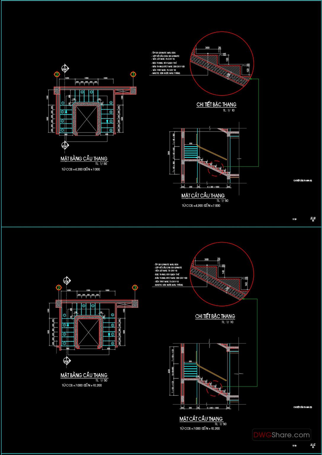 82.Detailed drawings of stairs in autocad file
