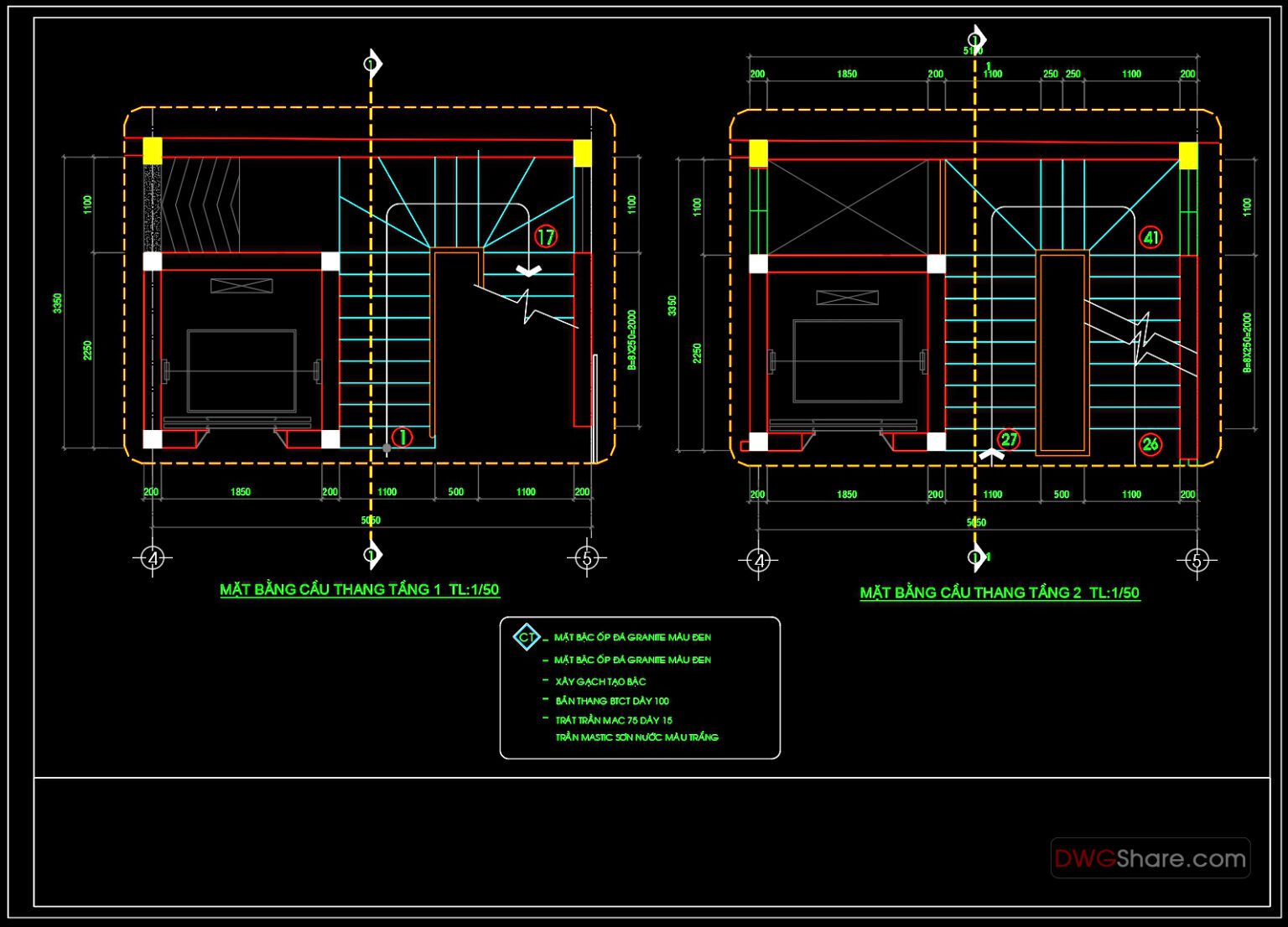 84.Detailed drawings of stairs in autocad file