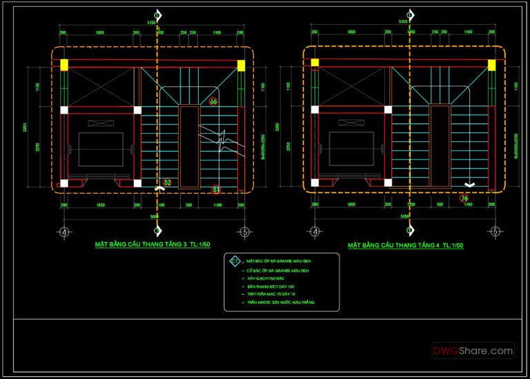 84.Detailed drawings of stairs in autocad file