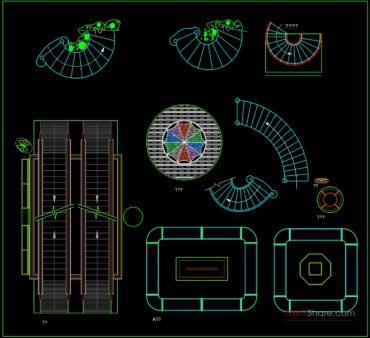 86.Free DWG models of Stairs in plan view
