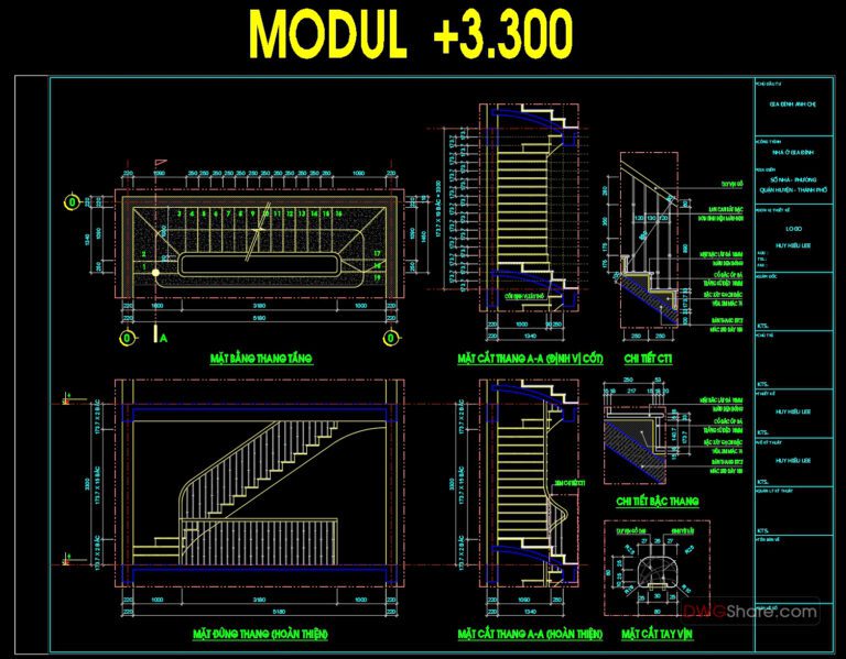 87.Detailed drawings of modular Stair in autocad file