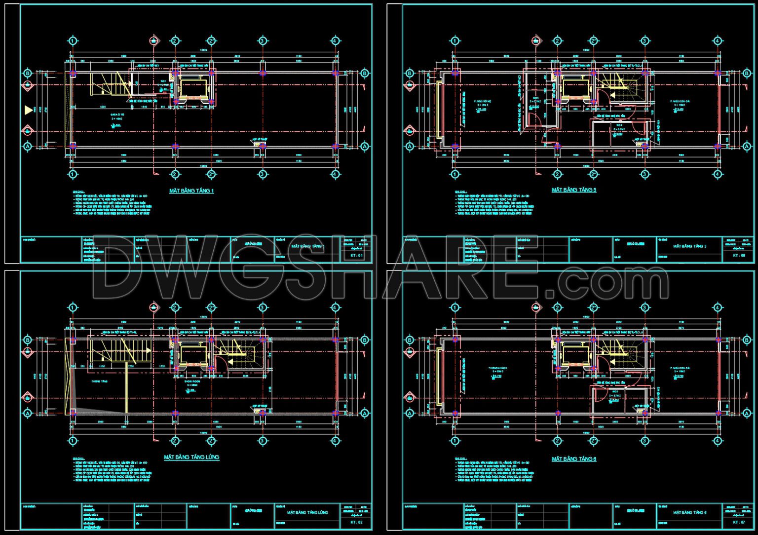 9-Story House a Complete Project AutoCAD File 4.4×15.3m