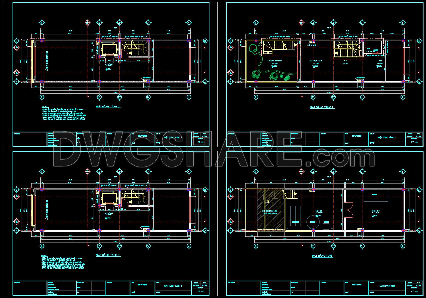 9-Story House a Complete Project AutoCAD File 4.4×15.3m