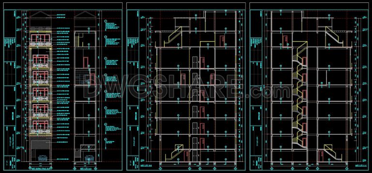9-Story House a Complete Project AutoCAD File 4.4×15.3m