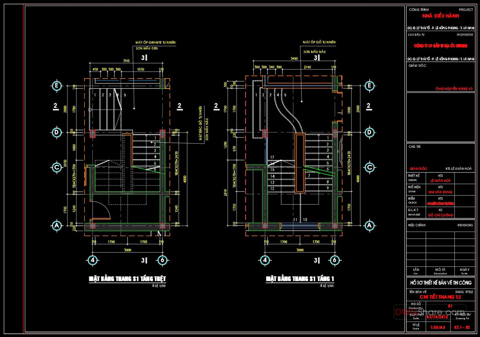 90.Detailed drawings of stairs in autocad file