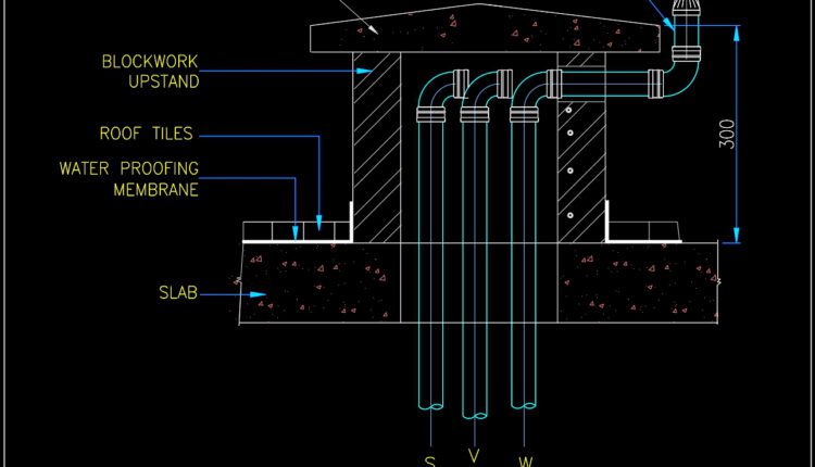 90.Free Download of Pipe Penetration Through Roof Slab Autocad Drawing ...