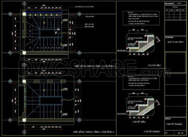 91.Detailed drawings of stairs in autocad file